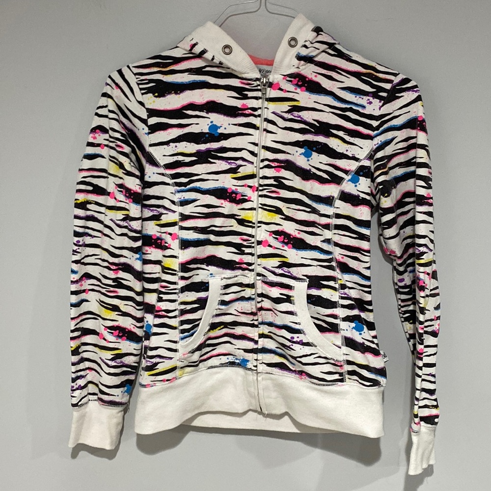 Self Esteem Vintage Y2k Rainbow Zebra Print Zip Up Ja… - Gem